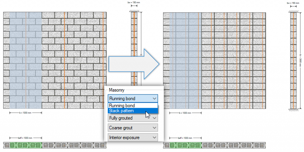 Easily switch from Running Bond to Stack Pattern: